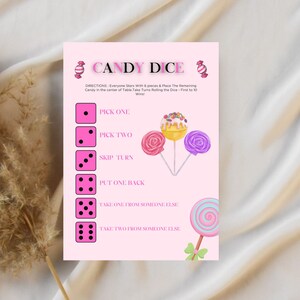Candy Dice Game Printable Birthday Party Game, Candy Dice Game for Kids ...