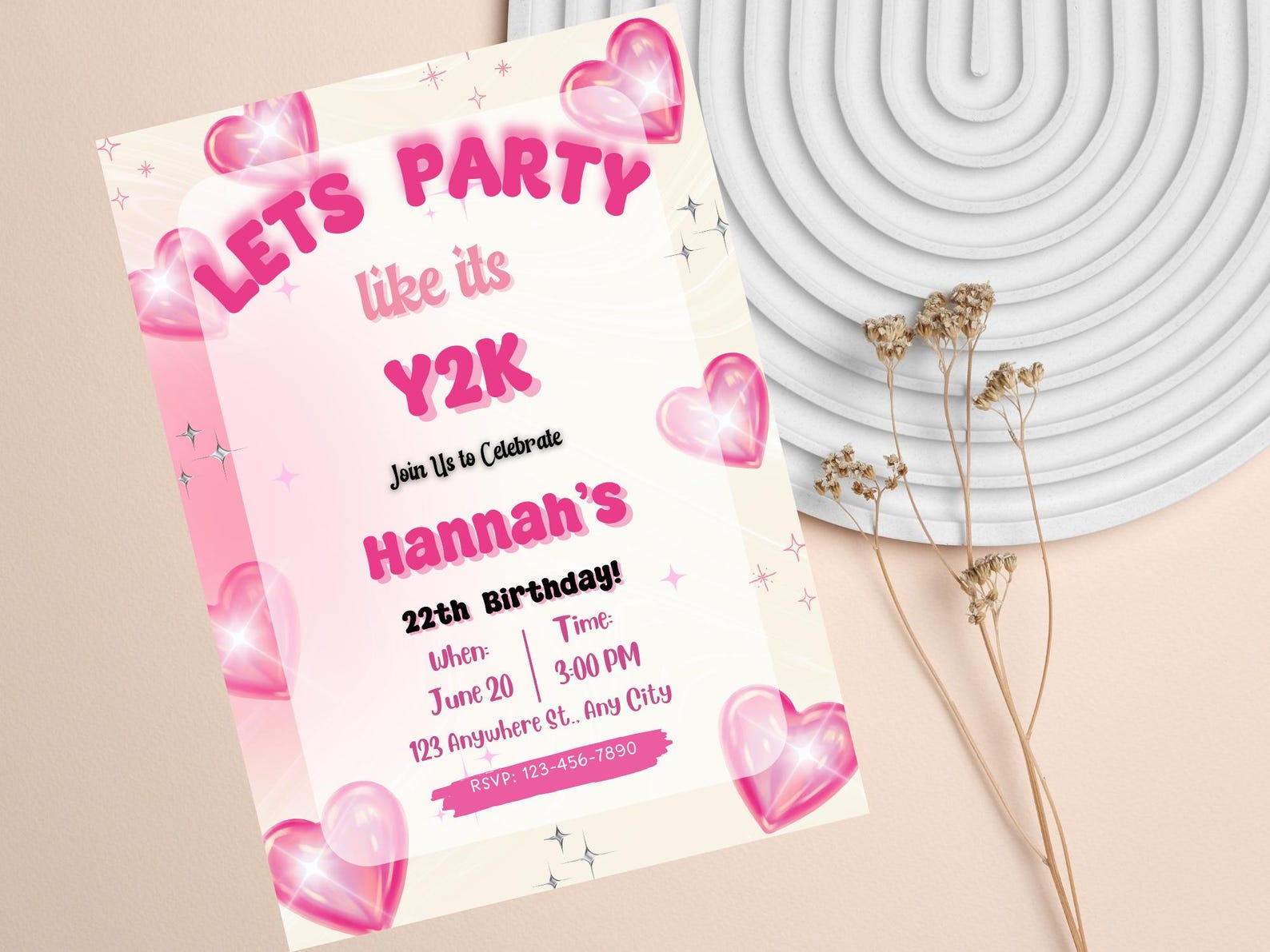 2000s Party Invite, 2000s Invitation Template, Editable Y2k Birthday ...