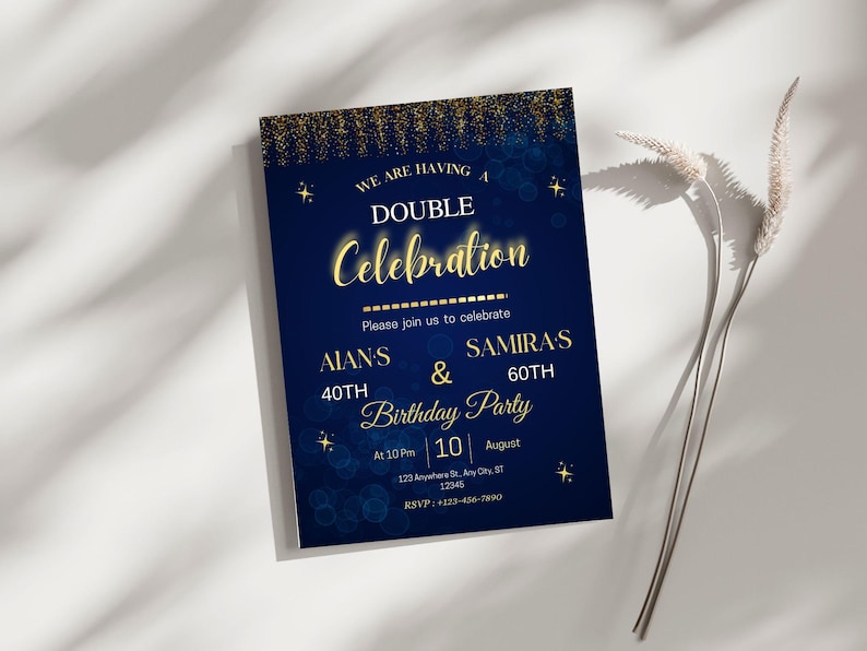 Editable Double Birthday Invitation | Joint Birthday Party Invite ...