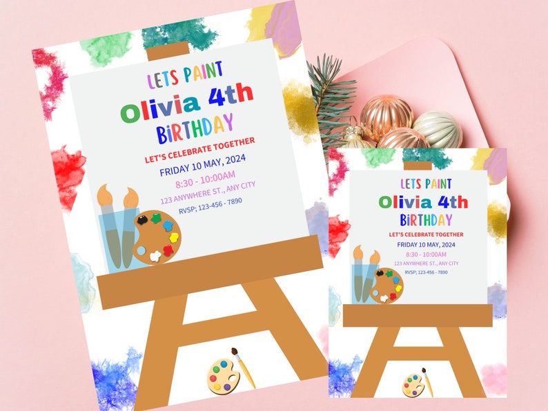 Editable Art Birthday Party Paint Party Invitation Printable Download ...
