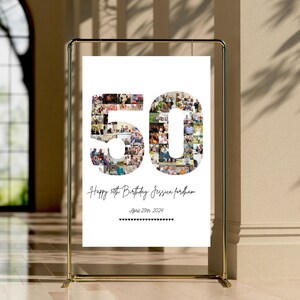 50th Birthday Photo Collage Template, 50th Birthday Welcome Sign ...