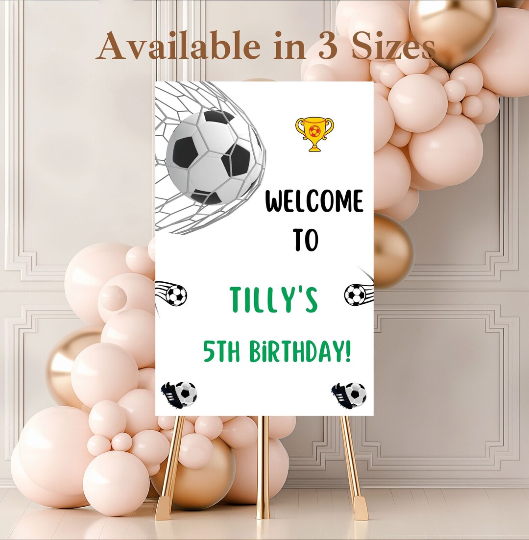 Editable Soccer Birthday Welcome Sign Template in 3 Sizes 24" X 36" ,16 ...