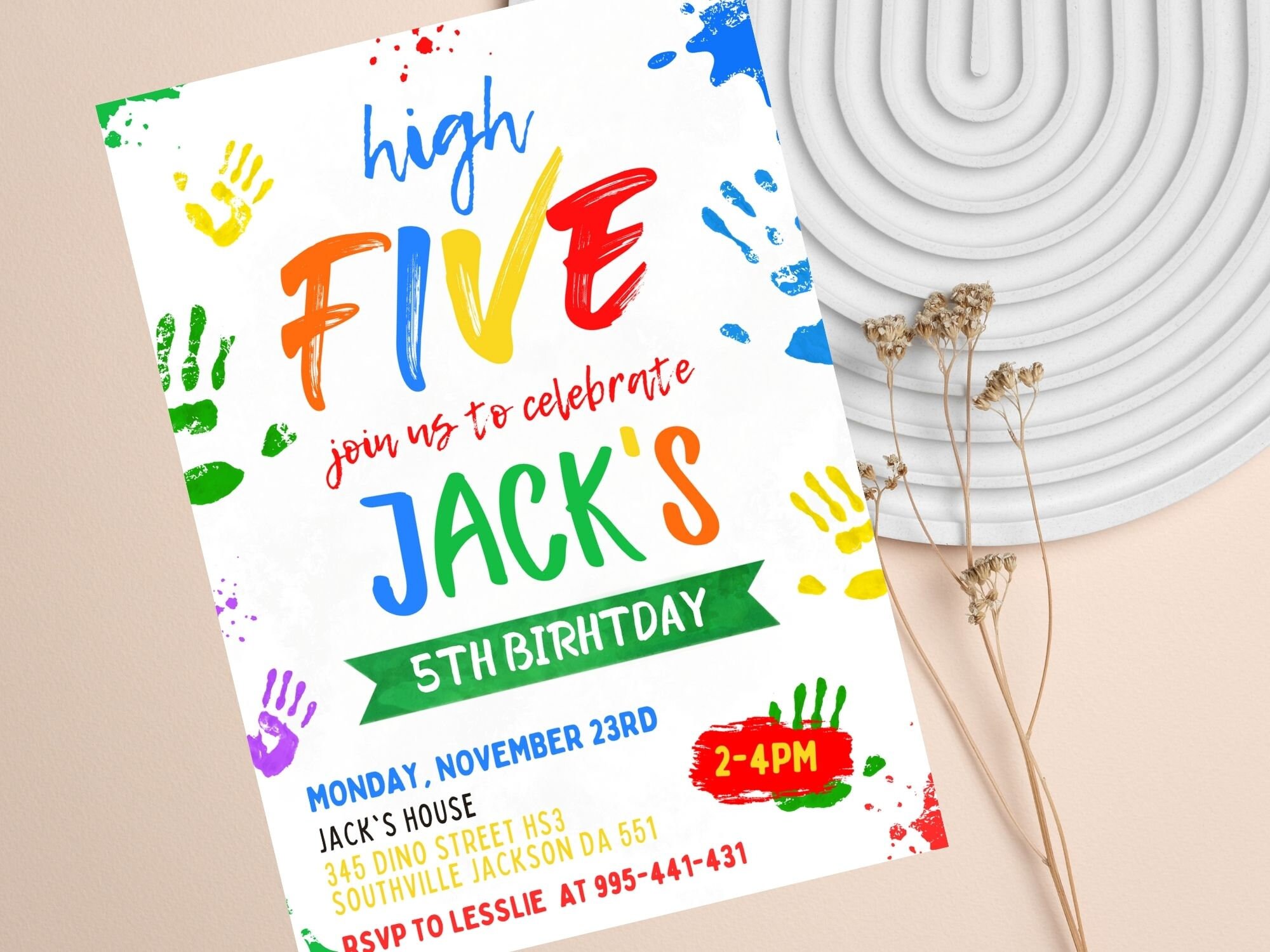 High Five Invitation, High Five Invites, Instant Download High Five ...