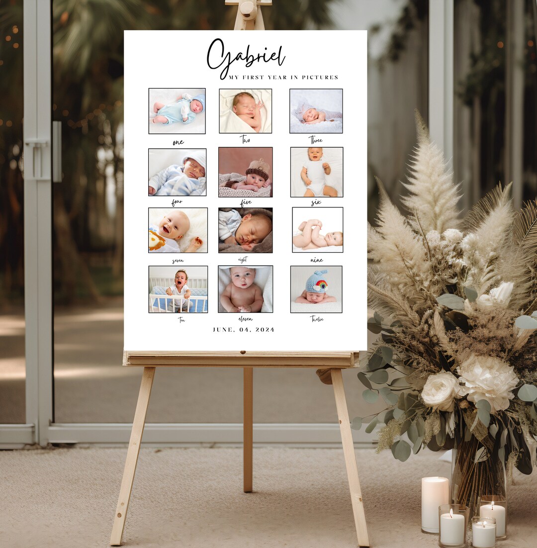 EDITABLE First Birthday Milestone Sign, Milestone Board, Minimalist ...