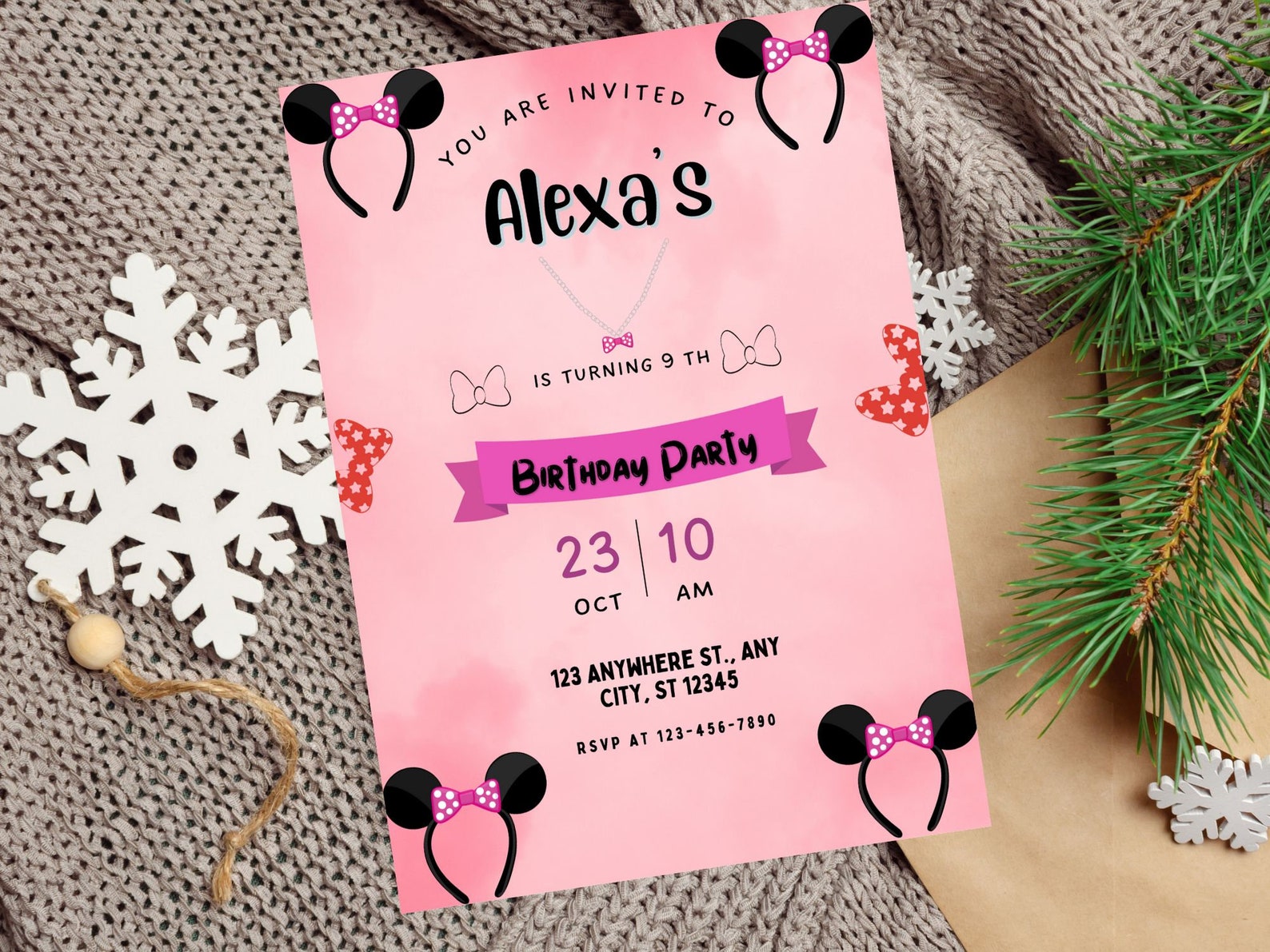 Editable Minnie Mouse Birthday Invitation Template Printable Minnie ...