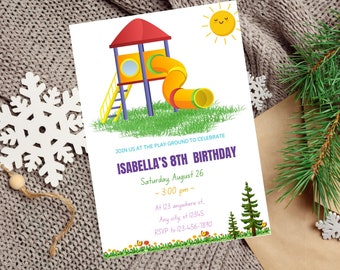 Playground Birthday Invitation, Park Birthday Invitation, Summer Party ...
