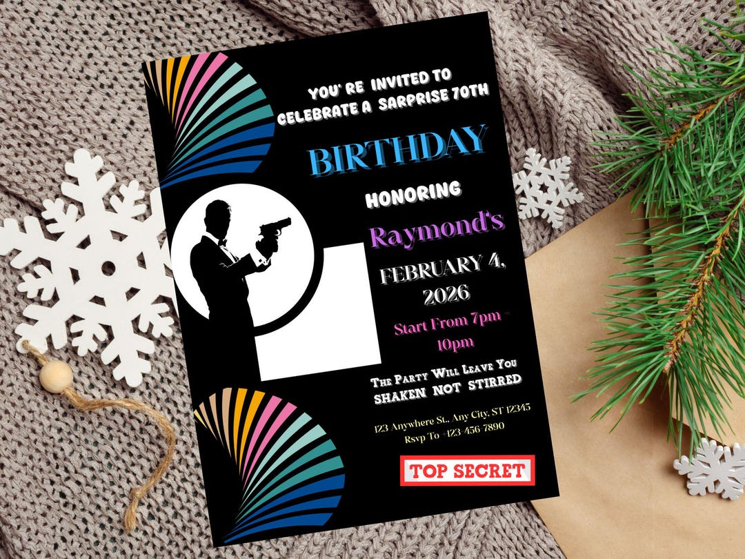 Surprise Birthday Invitation, Spy Secret Agent Party Invite, Editable ...