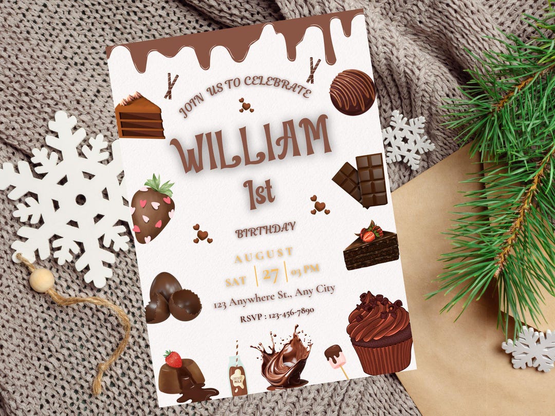 Editable Chocolate Factory Birthday Invitation Template, Sweet ...