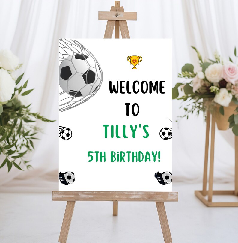 Editable Soccer Birthday Welcome Sign Template in 3 Sizes 24 X 36 ,16x ...
