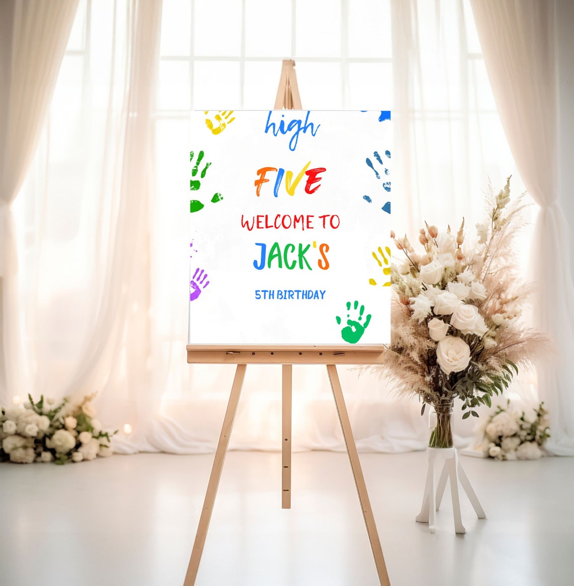 High Five Birthday Welcome Signs Template in 3 Sizes 24"x36" ,16"x20 ...