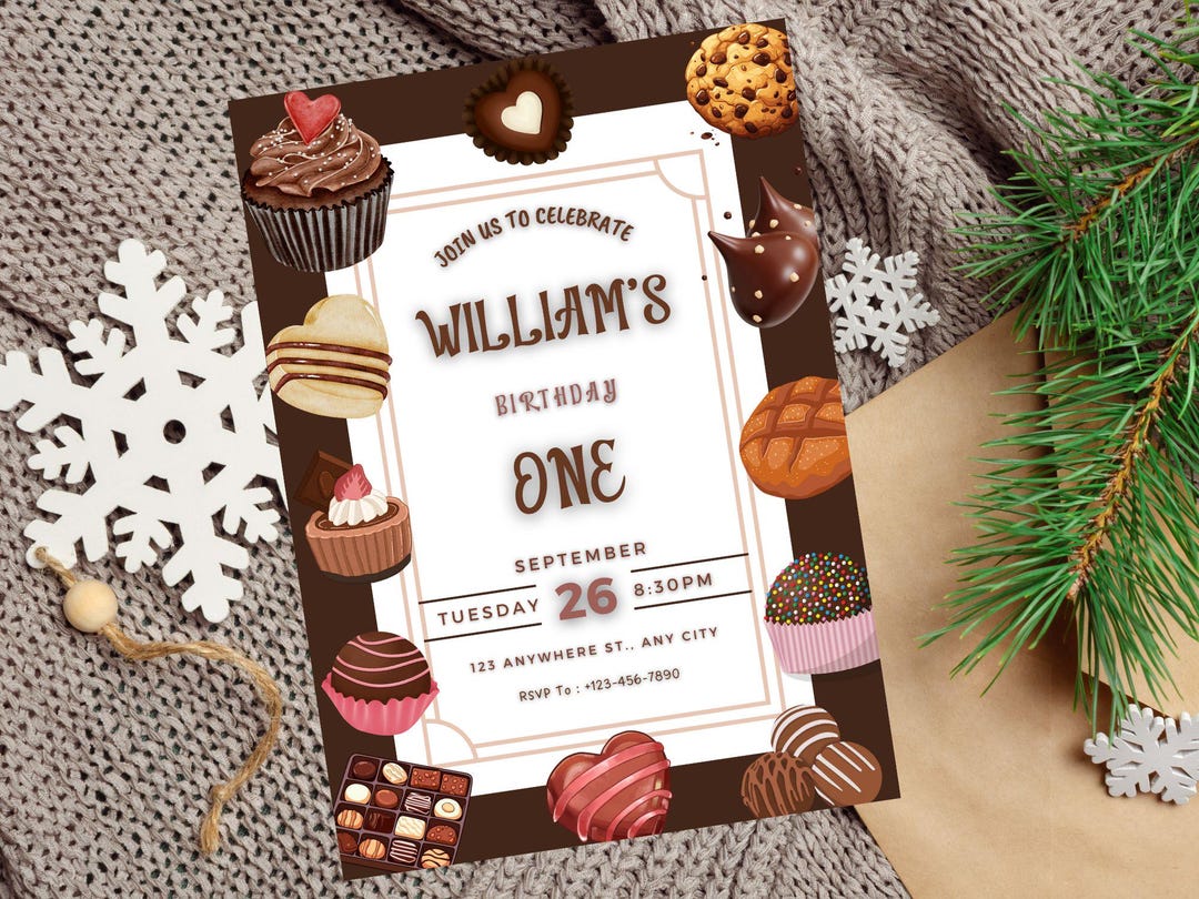 Editable Chocolate Factory Birthday Invitation Template, Sweet ...