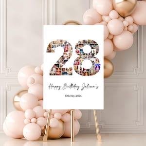28th Birthday Photo Collage Template, 28th Birthday Welcome Sign ...