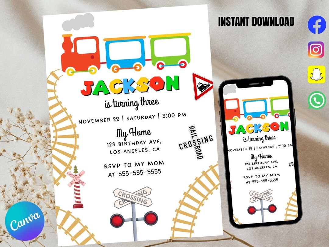 Editable Train Birthday Invitation Template Toy Train - Etsy
