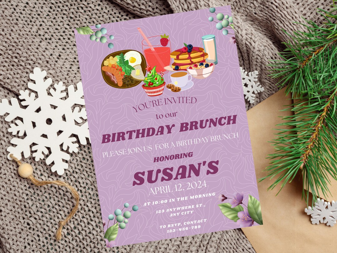 Let's Brunch Invitation, Editable Birthday Brunch Template, Adult Party ...