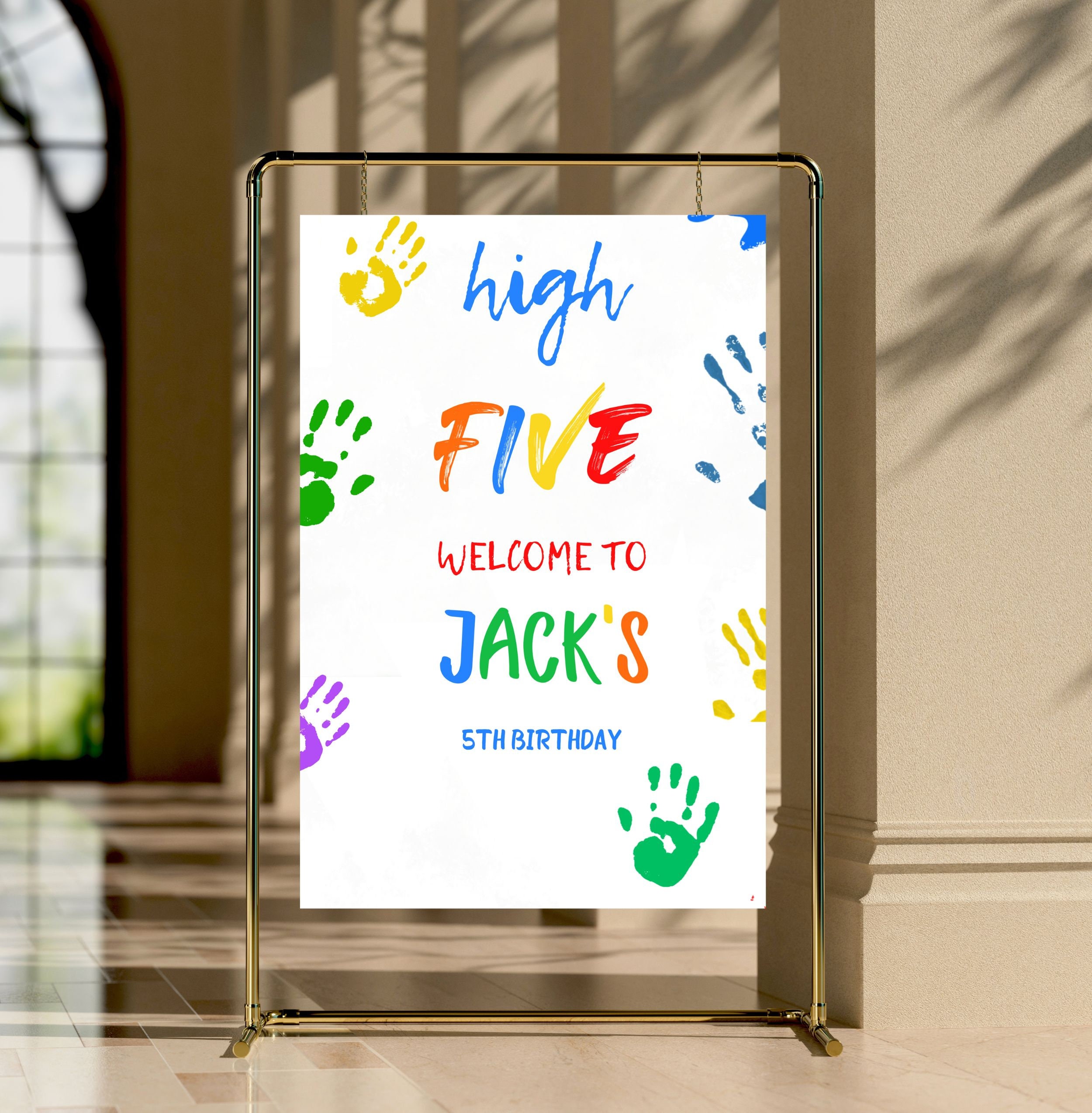 High Five Birthday Welcome Signs Template in 3 Sizes 24"x36" ,16"x20 ...