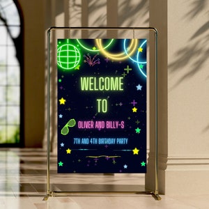 Editable Glow Birthday Welcome Sign Template in 3 Sizes 24" X 36" ,16"x ...