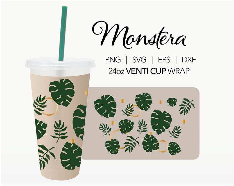Tropical Leaves Svg, Monstera Cricut Cut File, Venti Cold Cup Wrap ...