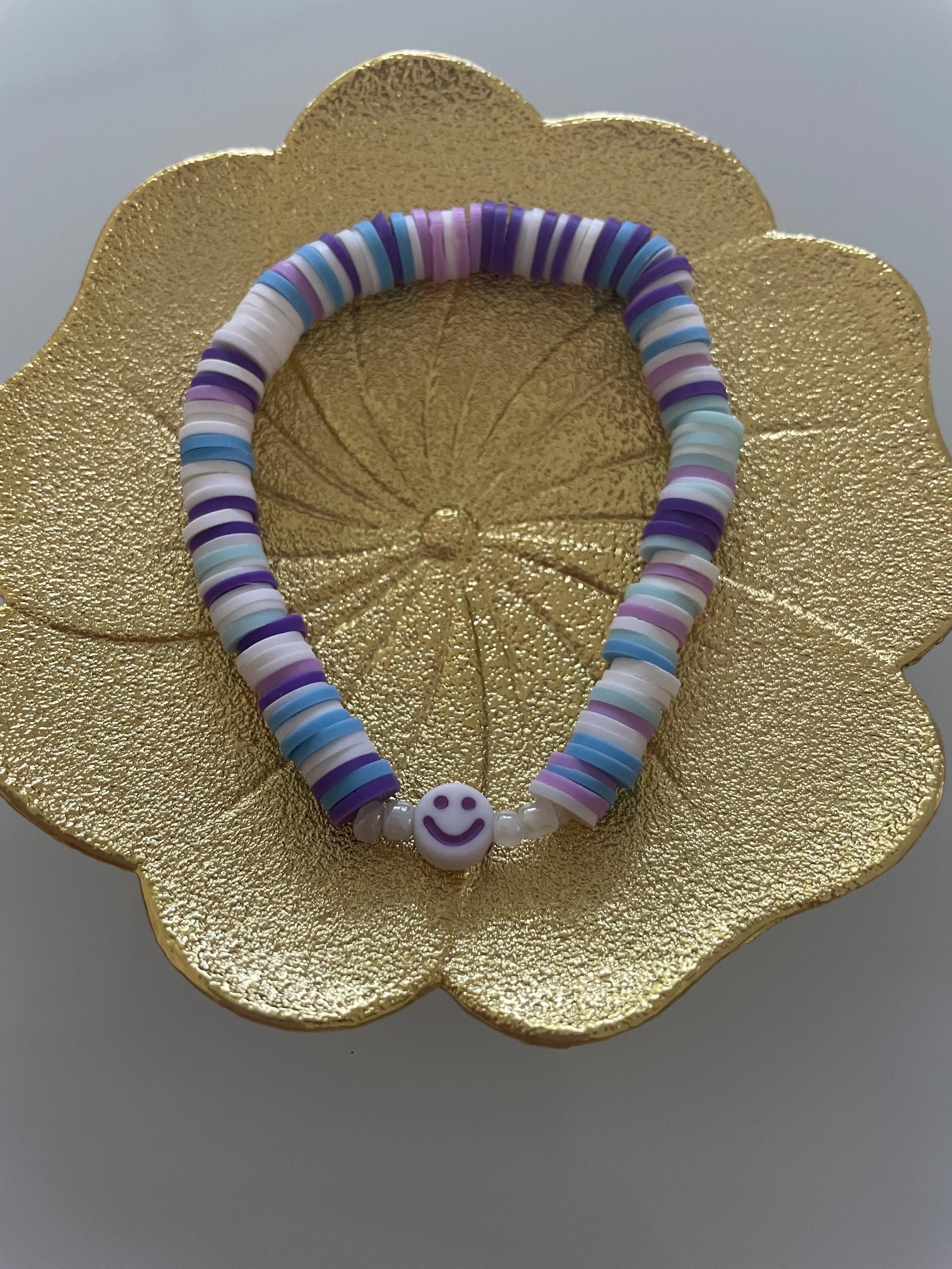 Smiley Face Clay Bead Bracelet - Etsy