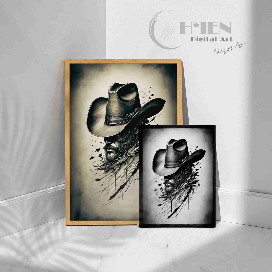 Cowboy Hat Art Design, Cowboy Hats Wall Art, American Culture & History ...