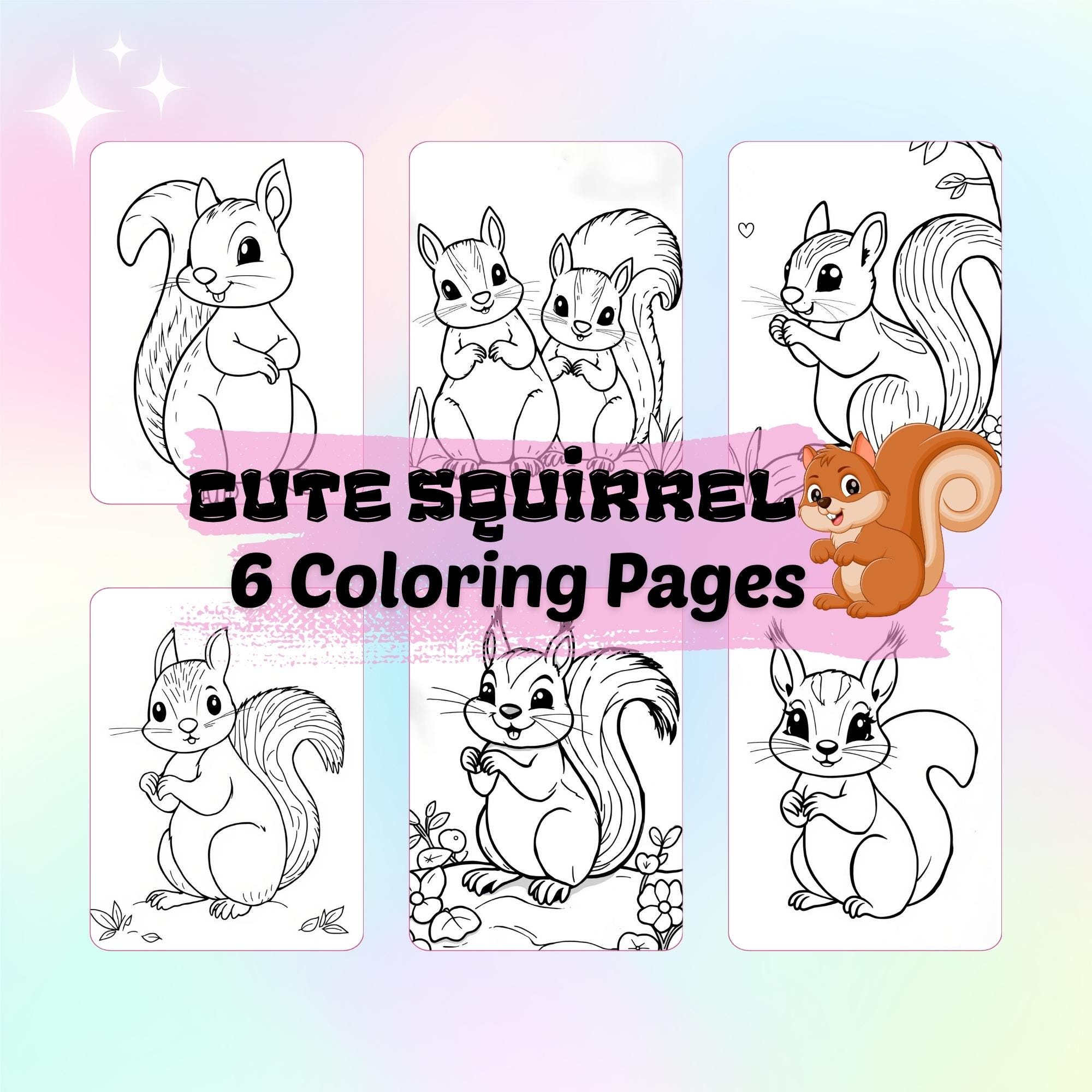 Cute Squirrel Coloring Pages: Fun for Artistic Childs, Adventures for ...