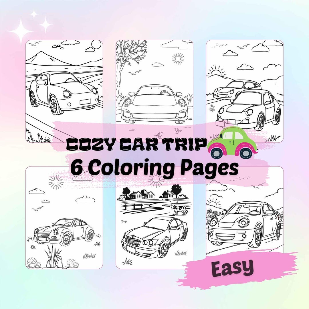 Cozy Car Trip Coloring Pages: Fun for Artistic Childs, Adventures for ...