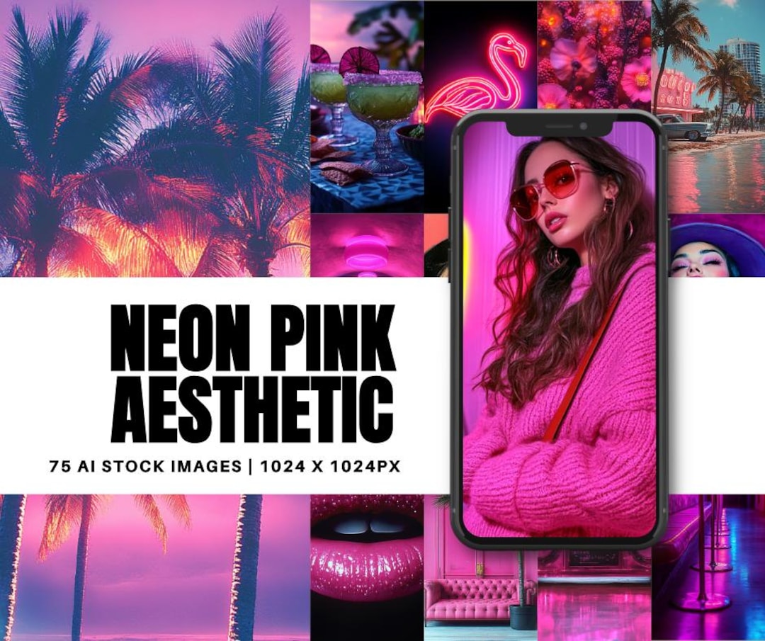 75 NEON Pink Hot Pink Aesthetic Stock Images | PLR MRR Faceless ...