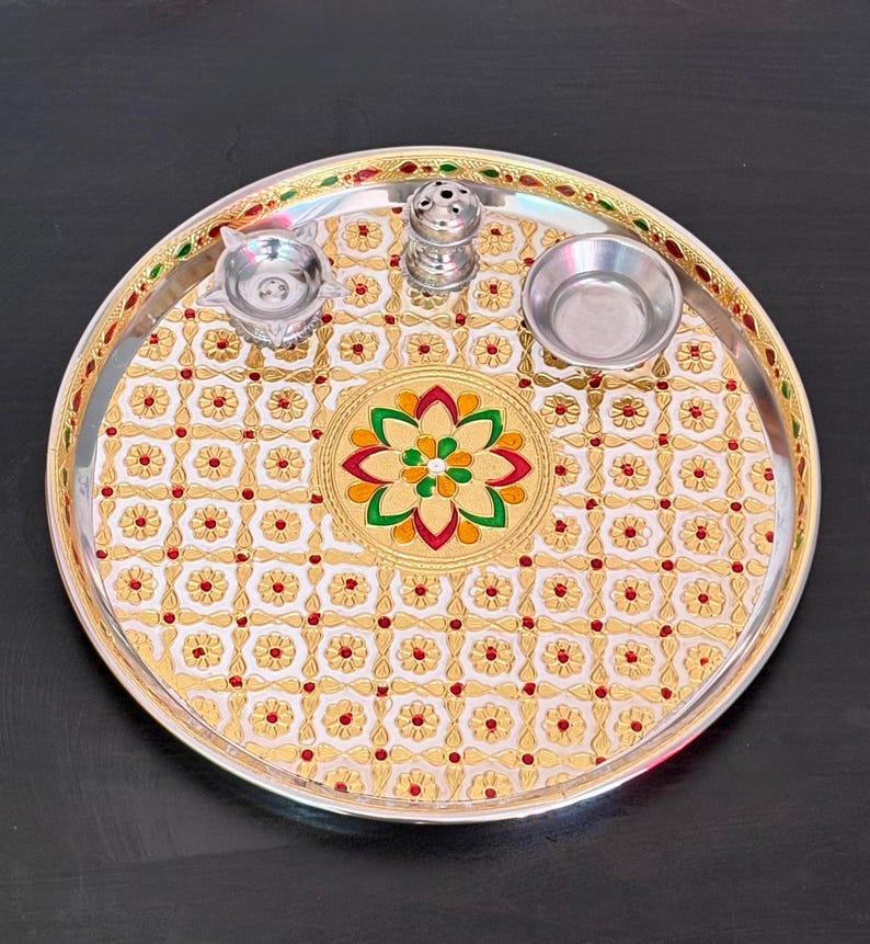 Meenakari Pooja Thali, Aarti Thali for Pooja, Weddings, Festivals ...