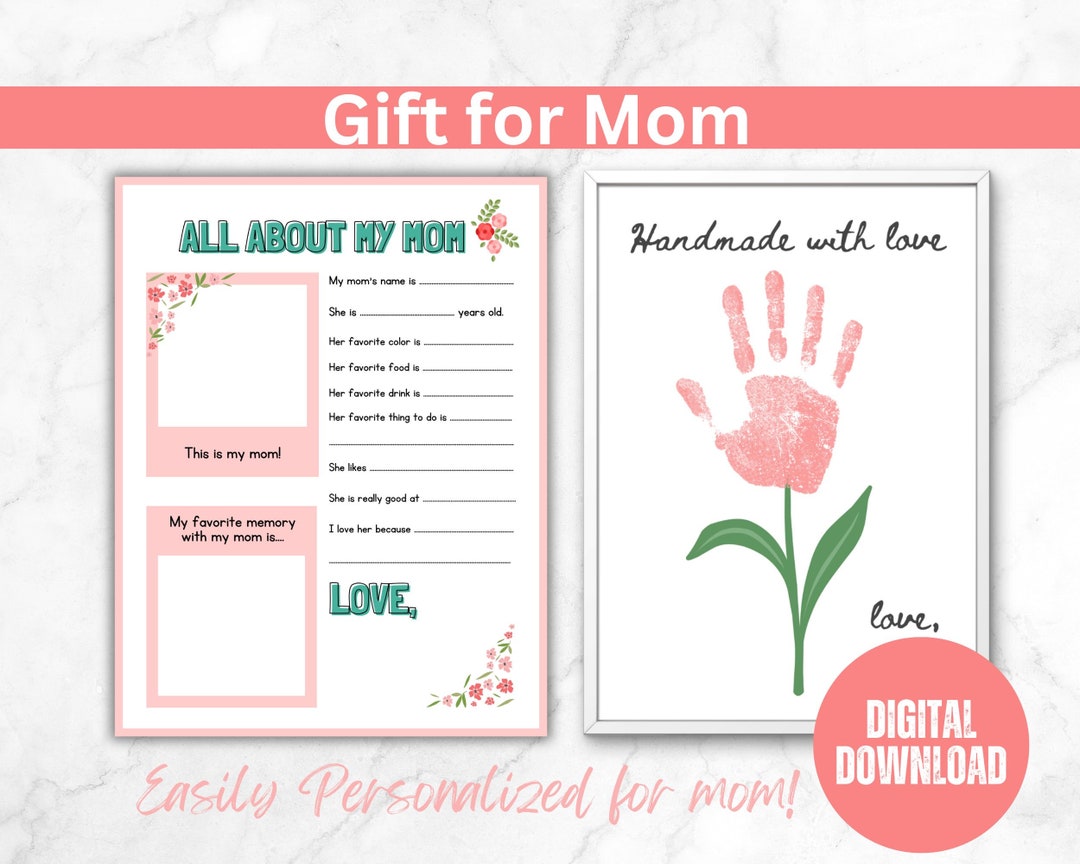 Mom Interview All About My Mom Printable, Gift for Mom, Handmade Art ...