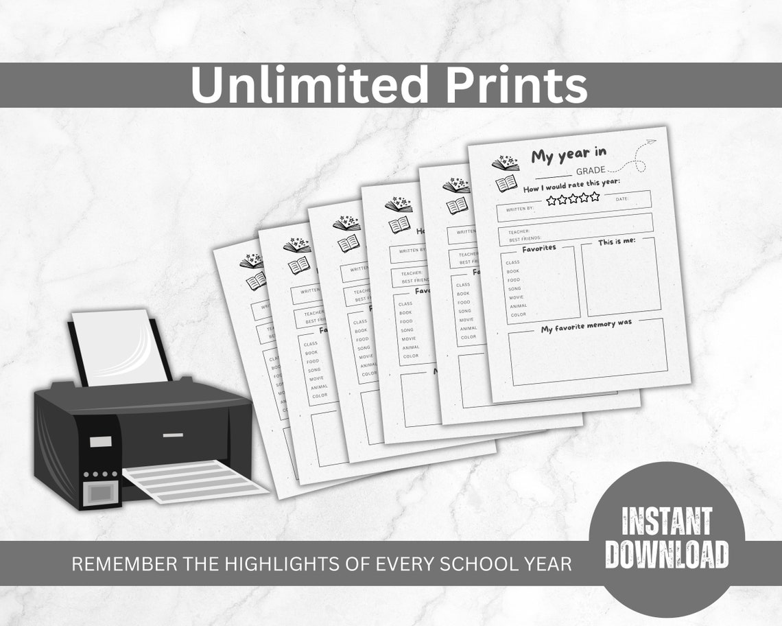 School Memory Printable Keepsake Kid's Memory Keepsake School Year ...