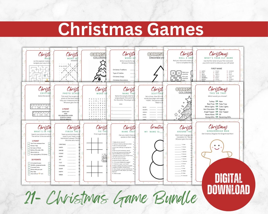 Christmas Game Bundle Holiday Activities & Games Christmas Printable ...