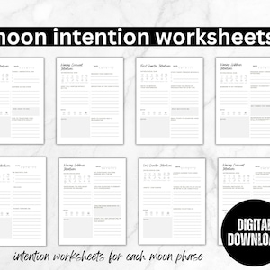 Moon Intention Worksheet Journal, Moon Phases, Intention Setting ...