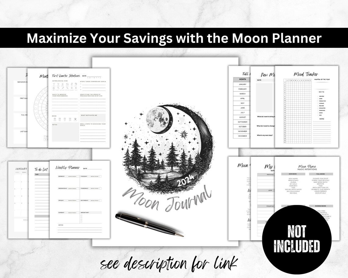 Moon Intention Worksheet Journal, Moon Phases, Intention Setting ...