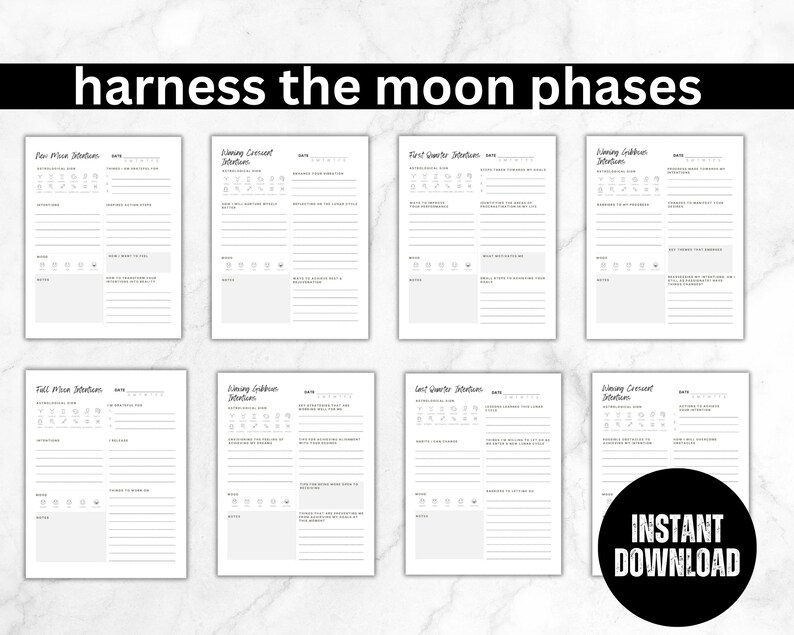 Moon Planner & Journal, Undated Moon Planner, Full Moon | New Moon ...