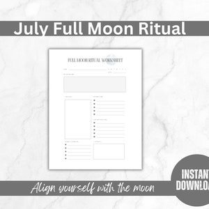 Full Moon Ritual Worksheet, 3 Card Tarot Reading Spread Focused on the ...