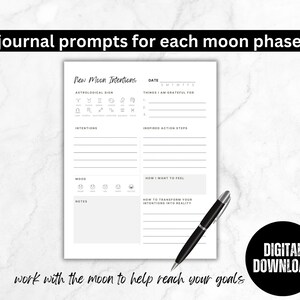 Moon Intention Worksheet Journal, Moon Phases, Intention Setting ...