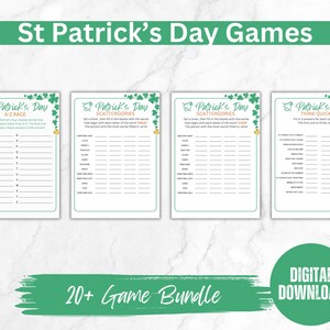 St Patricks Day Game Bundle, Printable Games, St Pattys Day, Family Fun ...