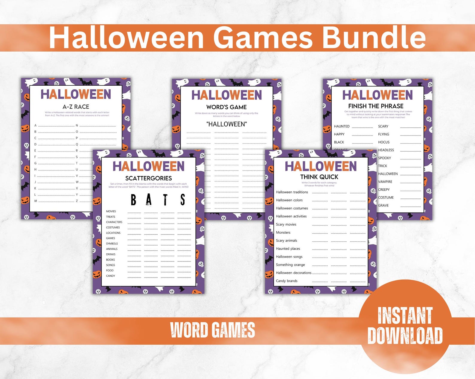 Halloween Party Game Mega Bundle, 20+ Halloween Themed Games ...