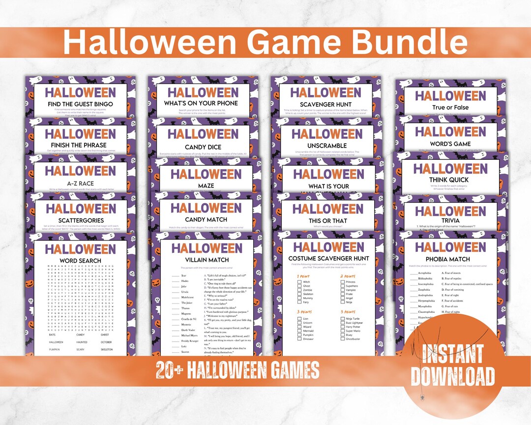 Halloween Party Game Mega Bundle, 20+ Halloween Themed Games ...