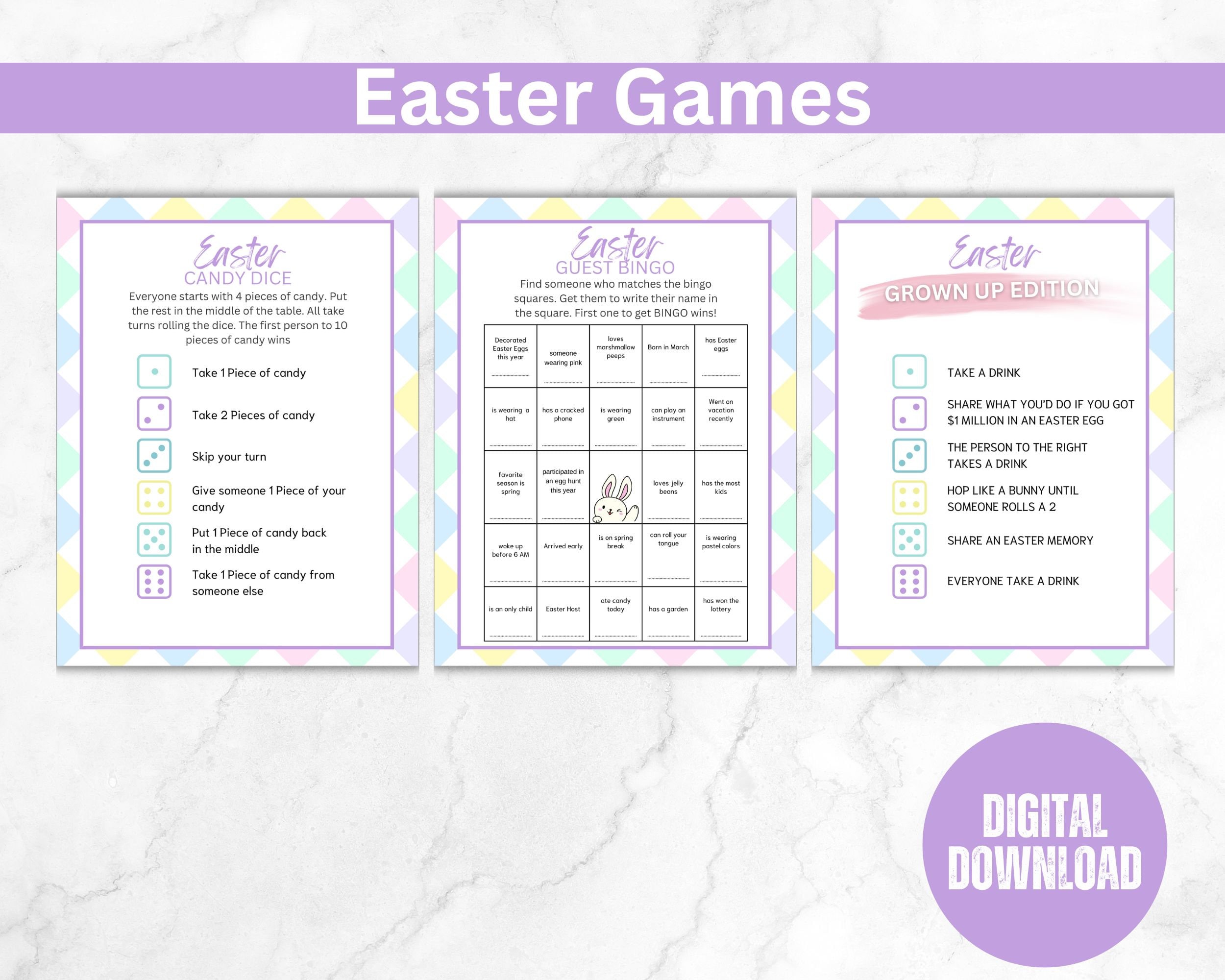 Easter Party Games, Printables Easter Activities for Kids Adult Party ...