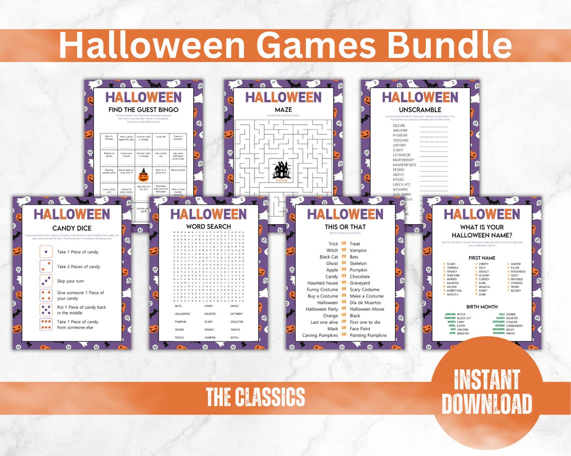 Halloween Party Game Mega Bundle, 20+ Halloween Themed Games ...