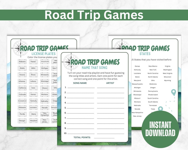 Road Trip Game Bundle Printables | Travel Games and Activities | Fun ...