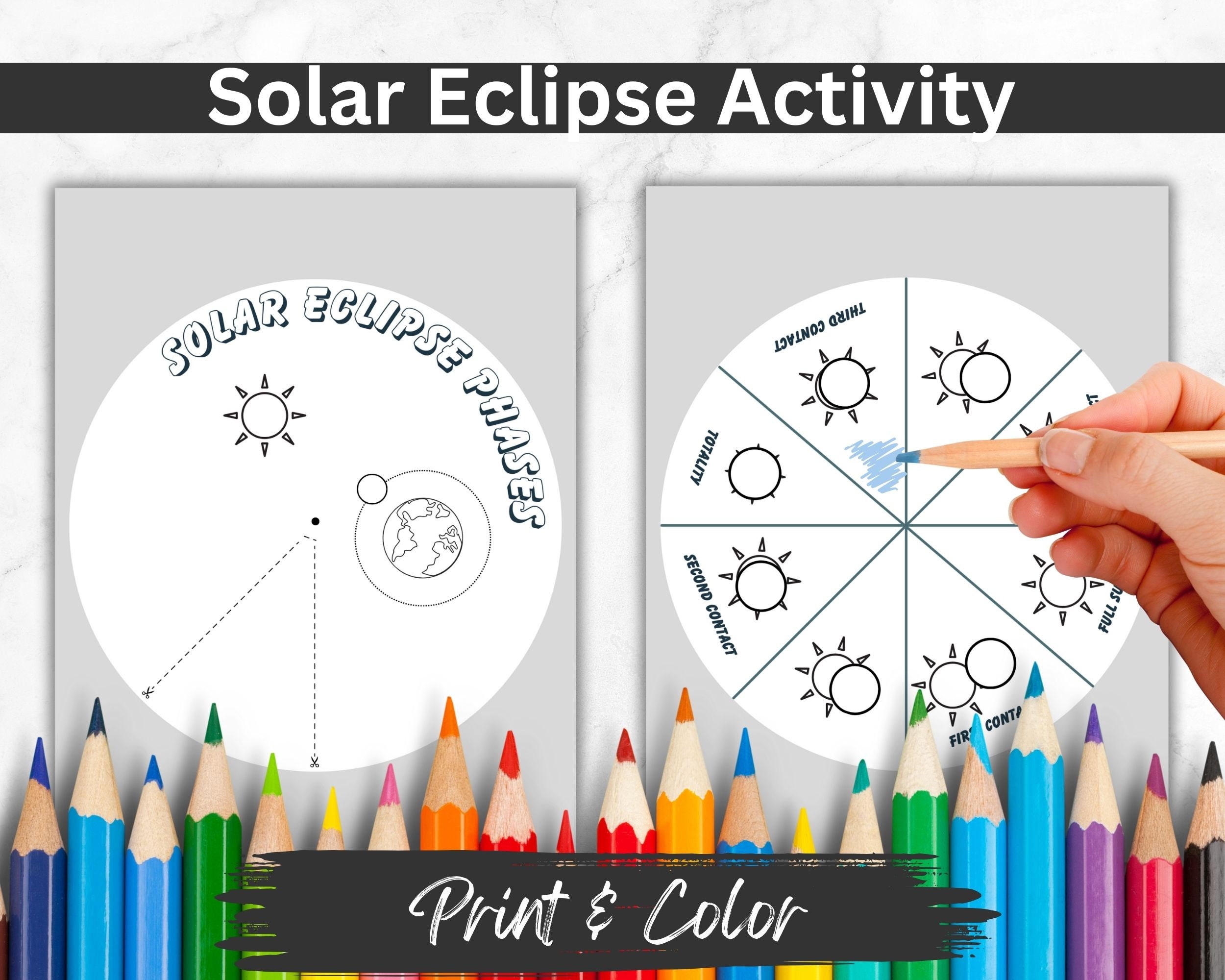 Solar Eclipse Activity, Solar Eclipse Coloring Spinner Wheel, Eclipse ...