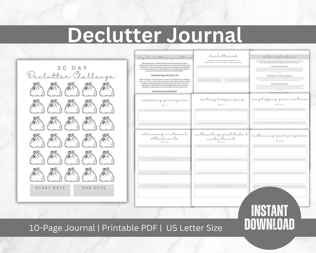 Declutter Journal 30 Day Challenge: A Journey to Simplify Your Life ...