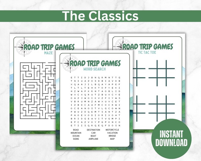 Road Trip Game Bundle Printables | Travel Games and Activities | Fun ...