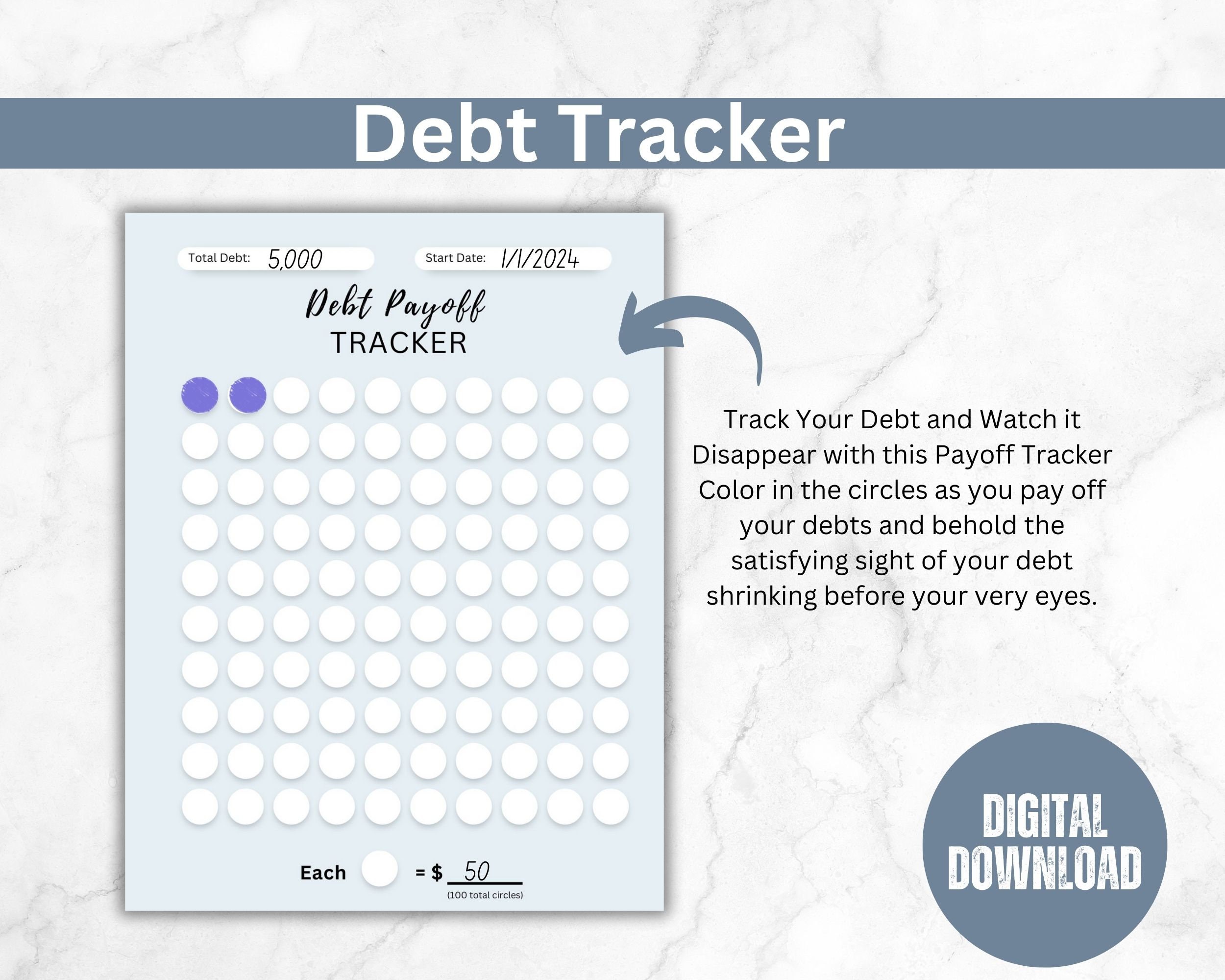 Debt Tracker Printable, Debt Payoff Tracker, Visual Debt Tracker, Debt ...