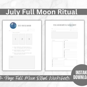 Full Moon Ritual Worksheet, 3 Card Tarot Reading Spread Focused on the ...