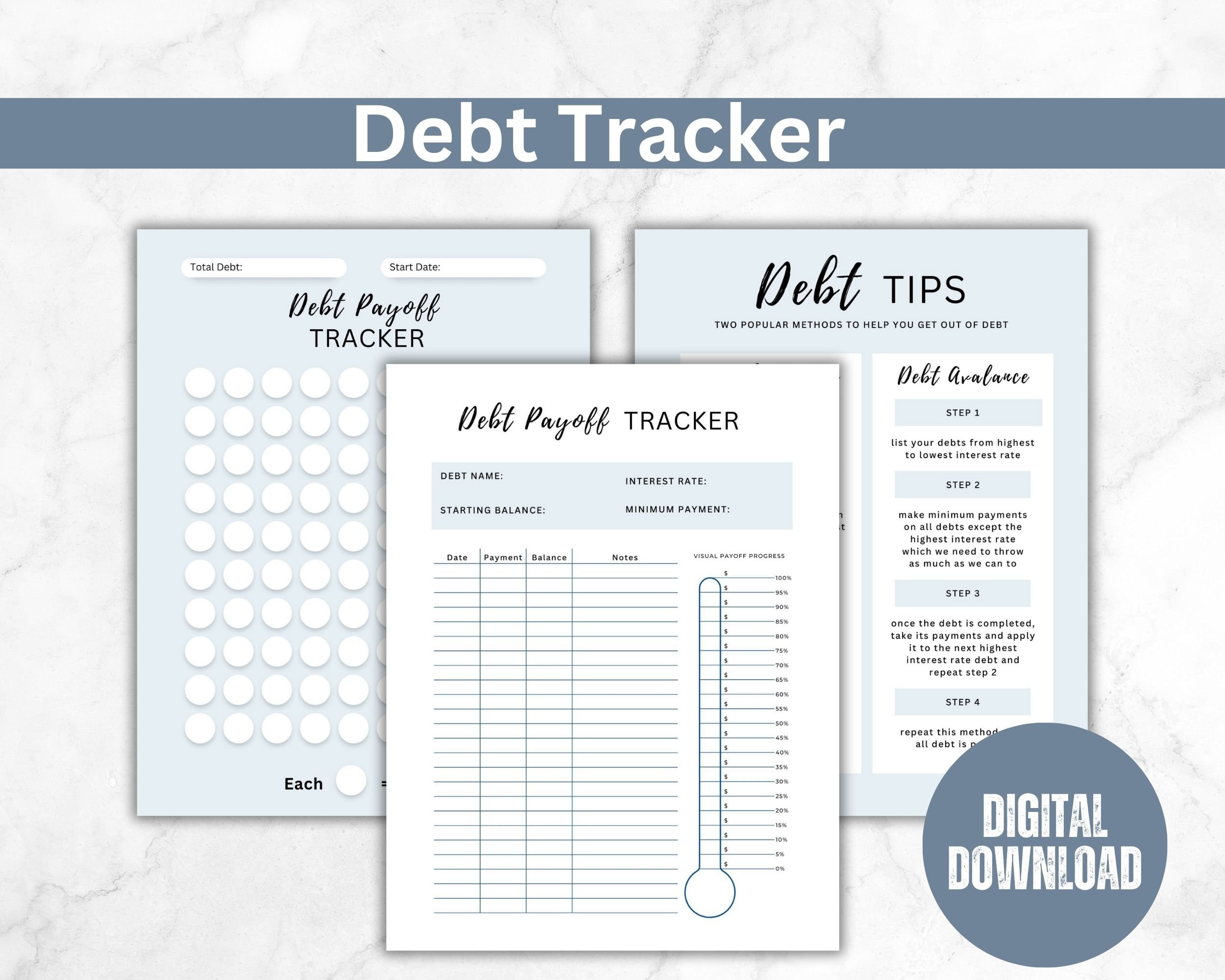 Debt Tracker Printable, Debt Payoff Tracker, Visual Debt Tracker, Debt ...