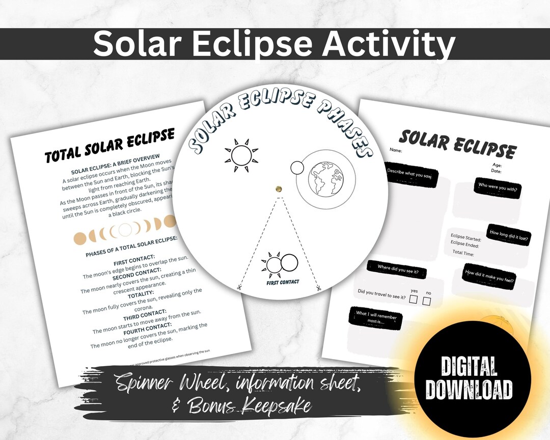 Solar Eclipse Activity, Solar Eclipse Coloring Spinner Wheel, Eclipse ...