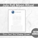 Full Moon Ritual Worksheet, 3 Card Tarot Reading Spread Focused on the ...