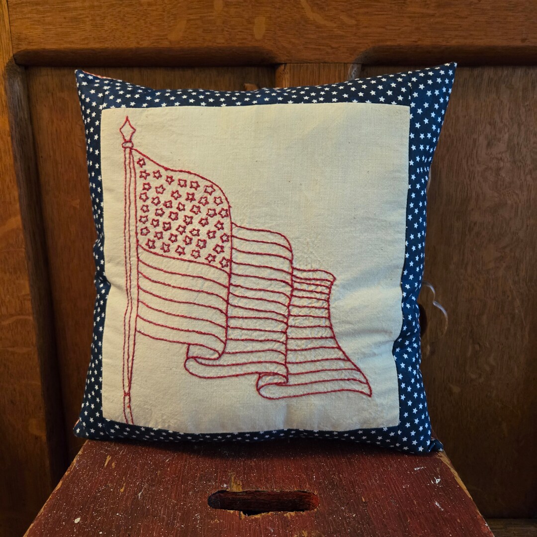 Patriotic Finished Pillow. Stars and Stripes Red White and Blue ...